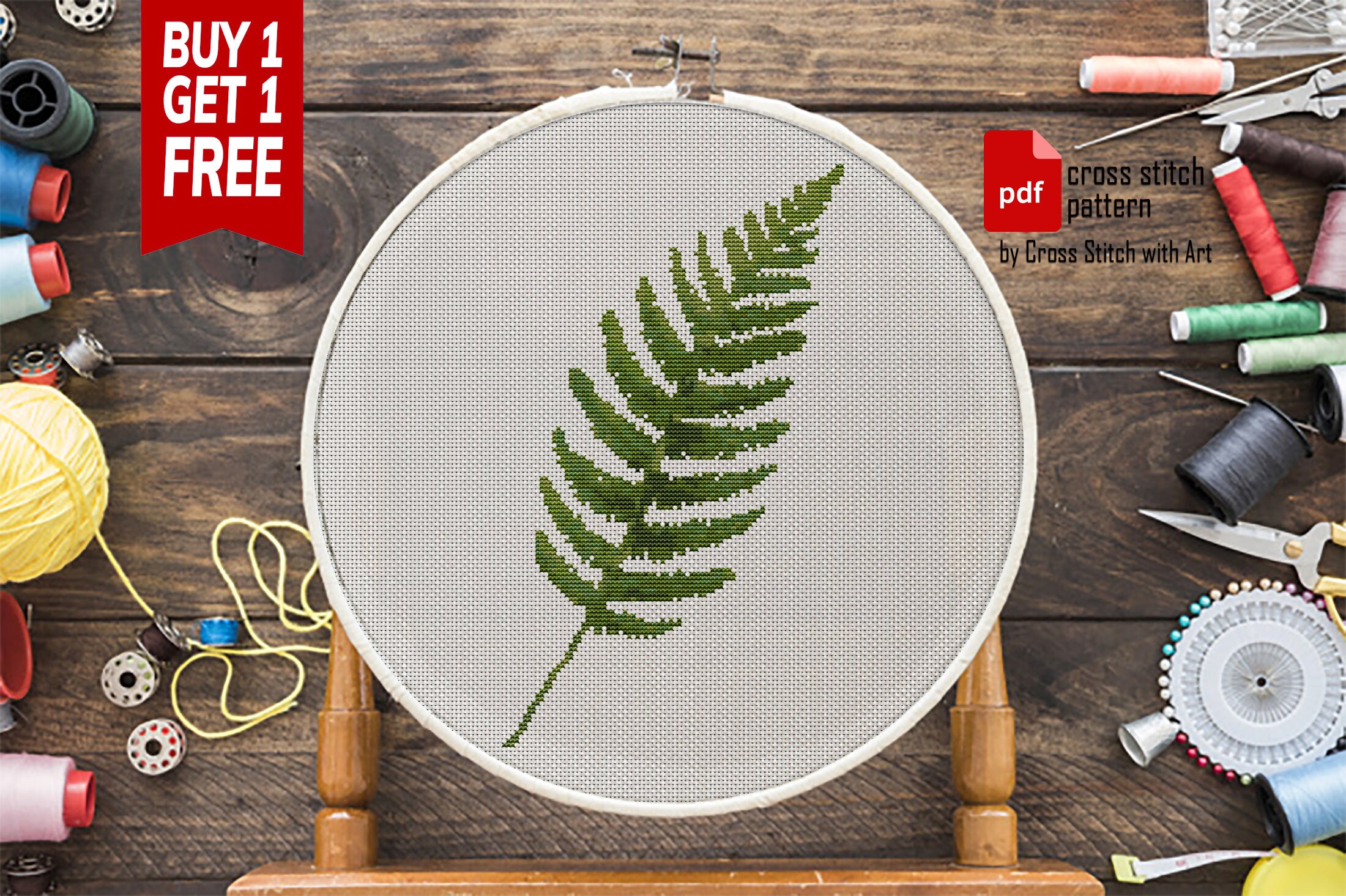Fern Cross Stitch Pattern. Plant Cross Stitch PDF. Homely - Etsy