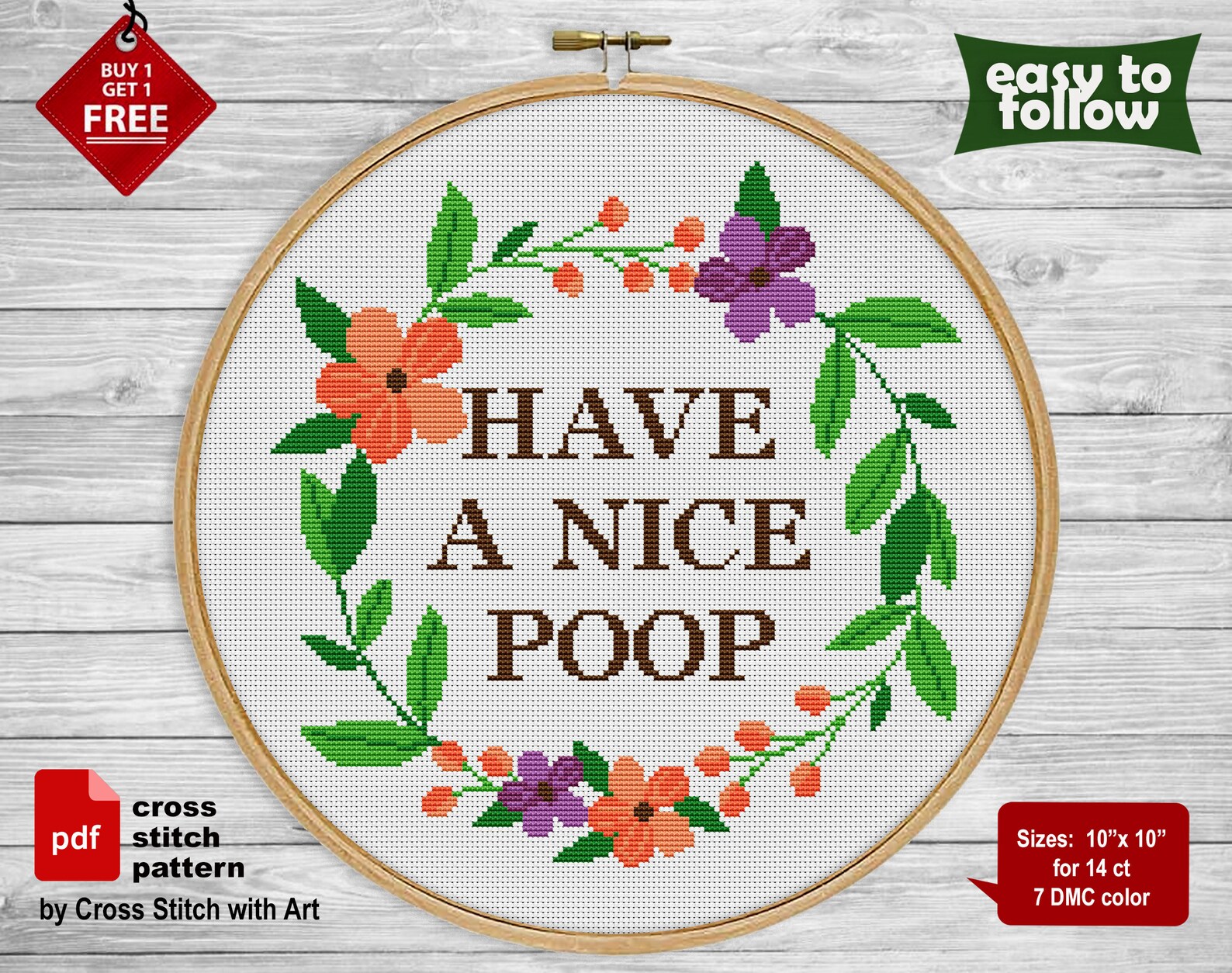 Have a Nice Poop Cross Stitch Pattern. Sassy Cross Stitch PDF. | Etsy