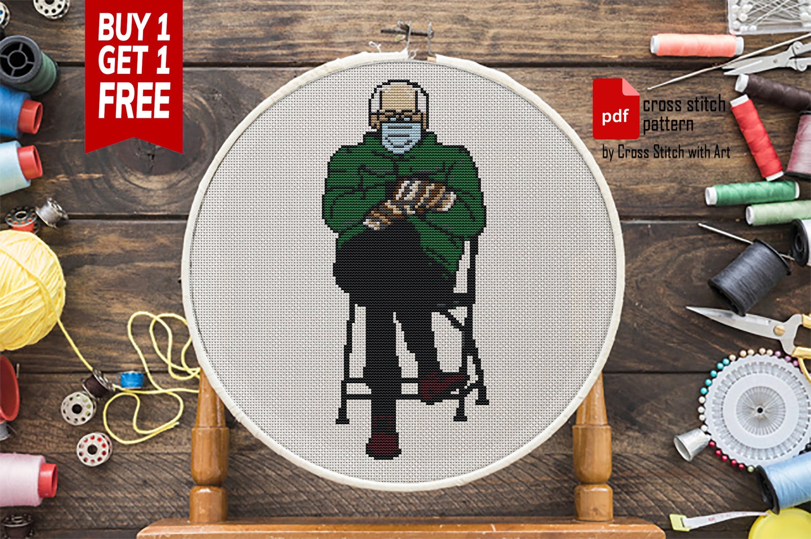 Political Cross Stitch Pattern. Bernie Mittens Cross Stitch - Etsy