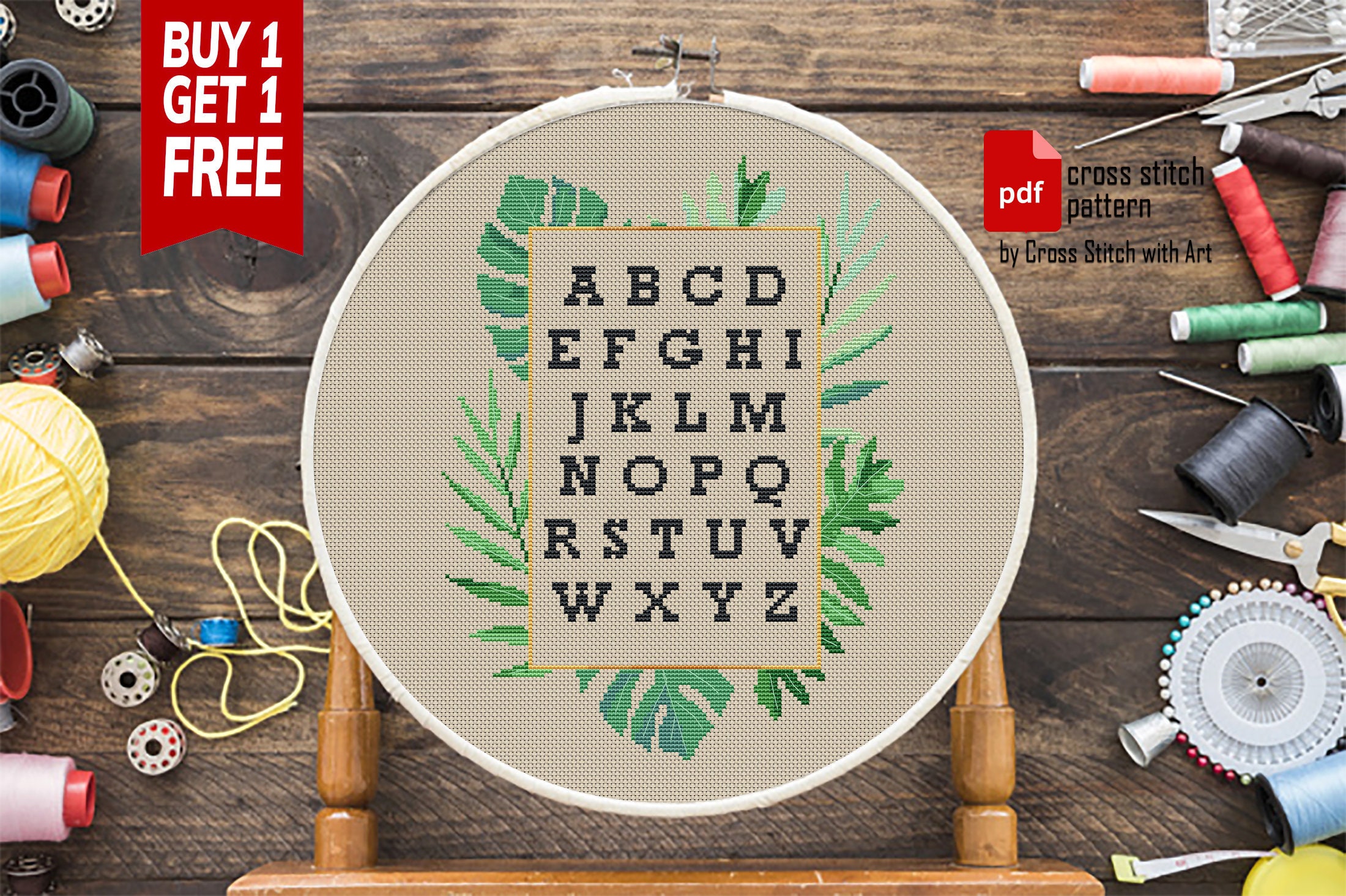 ABC Cross stitch pattern. Alphabet cross stitch PDF. Modern | Etsy