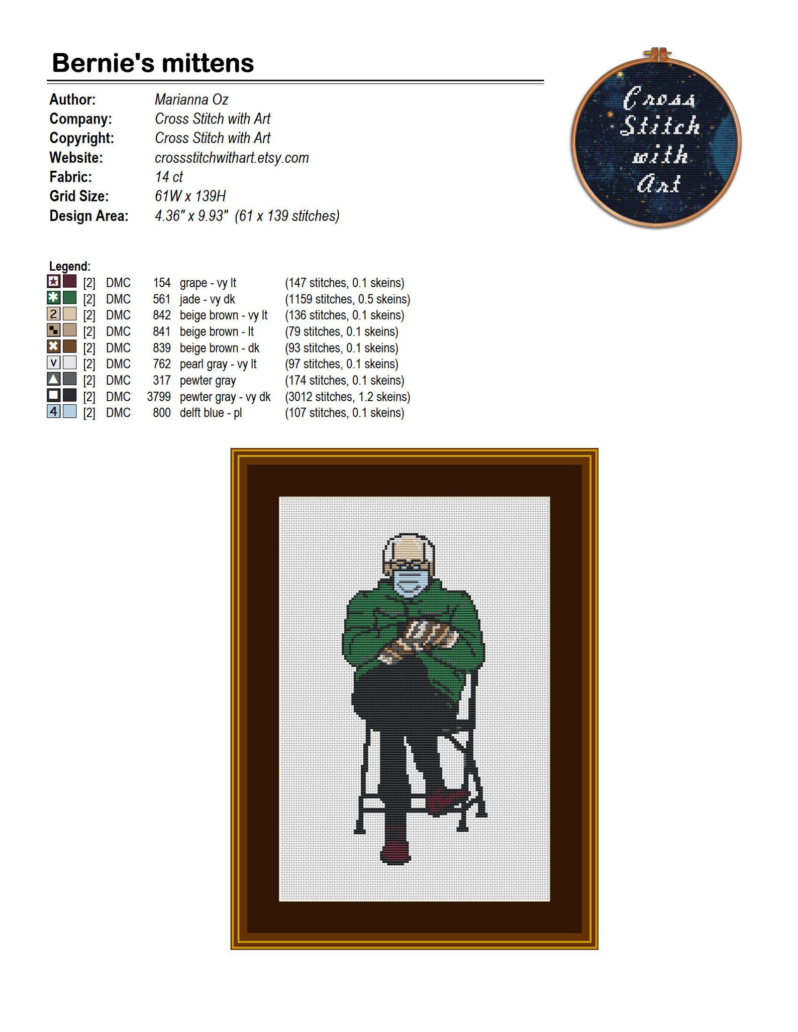 Political Cross Stitch Pattern. Bernie Mittens Cross Stitch - Etsy