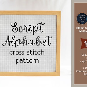 Alphabet Cross Stitch Pattern PDF - #1 Script Font Cross Stitch Chart ...