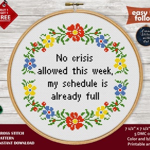 No Crisis Allowed Cross Stitch Pattern. Funny Cross Stitch. - Etsy