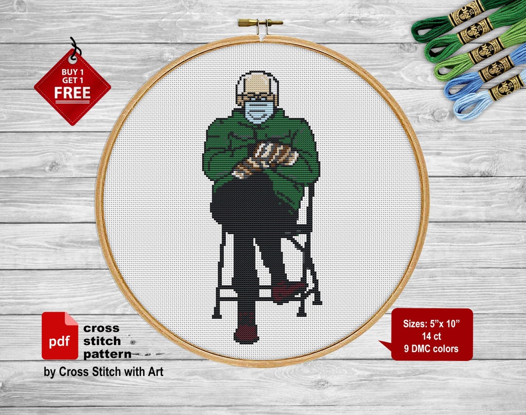 Political Cross Stitch Pattern. Bernie Mittens Cross Stitch PDF. Bernie ...