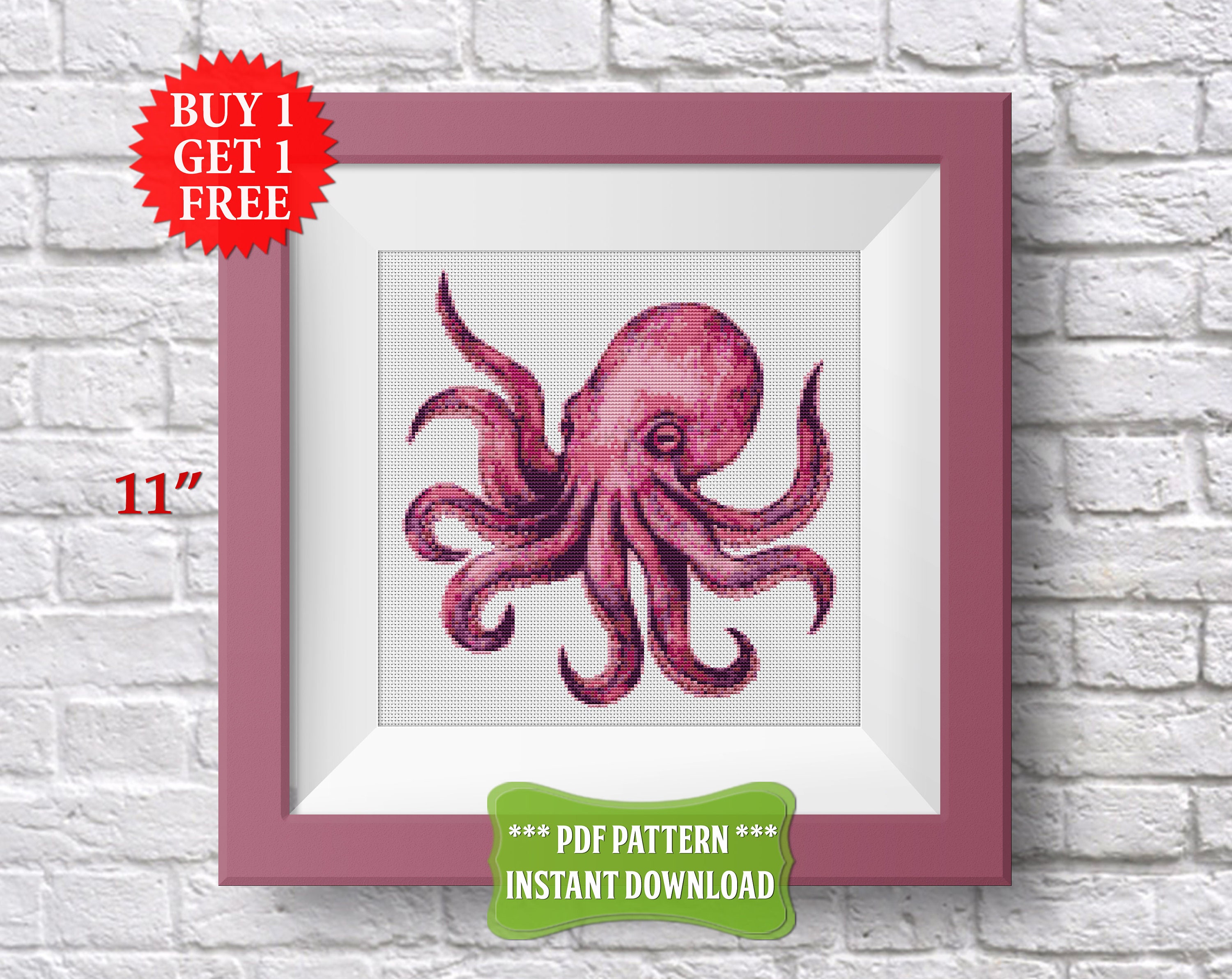 Octopus Cross Stitch Pattern Kraken Cross Stitch PDF Nursery | Etsy