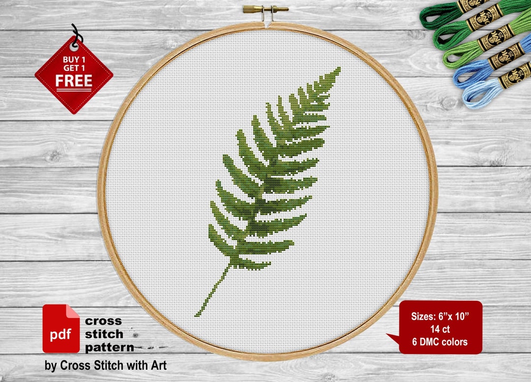 Fern Cross Stitch Pattern. Plant Cross Stitch PDF. Homely Plant ...