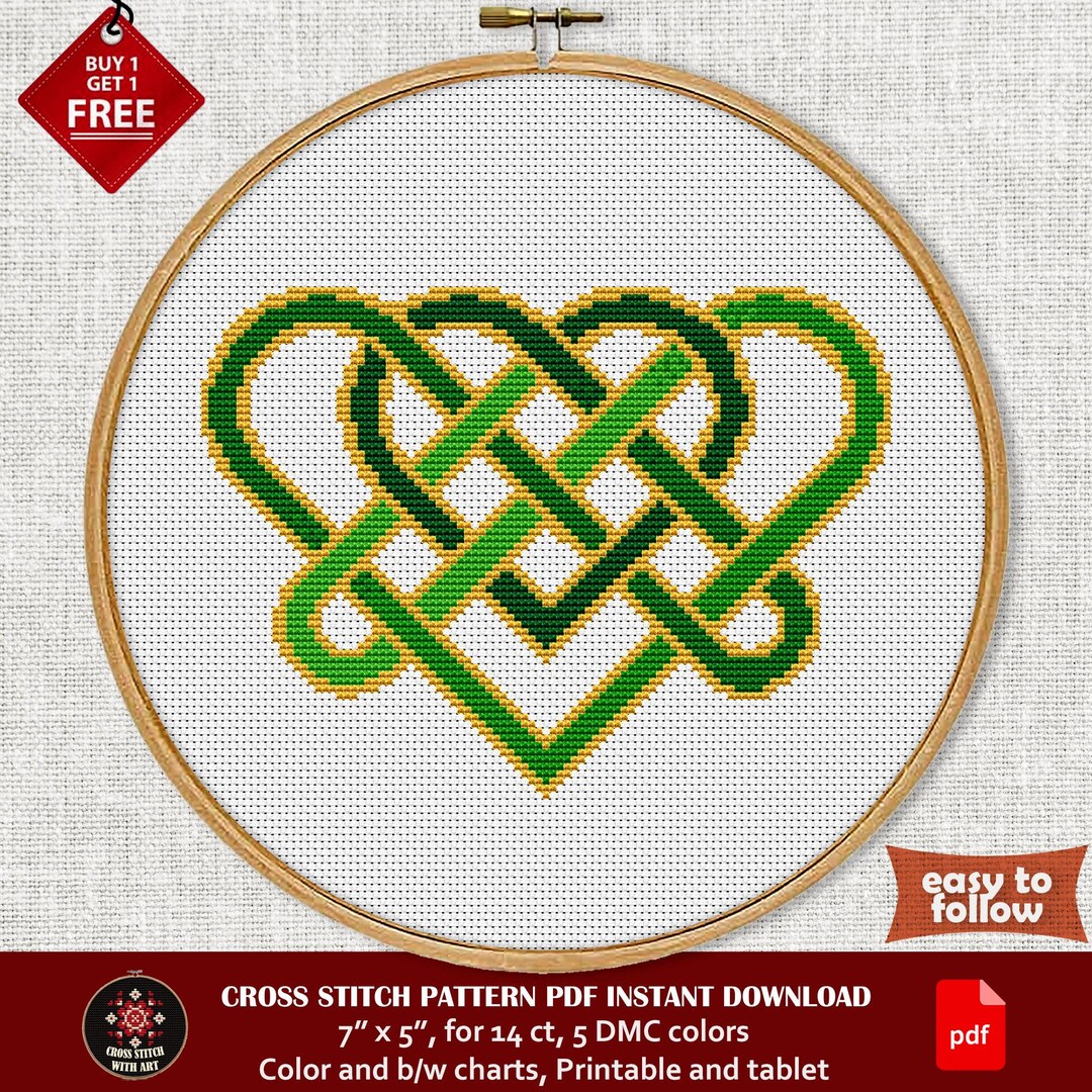 Easy and Beautiful Celtic Knot Heart Cross Stitch Pattern PDF. Irish ...