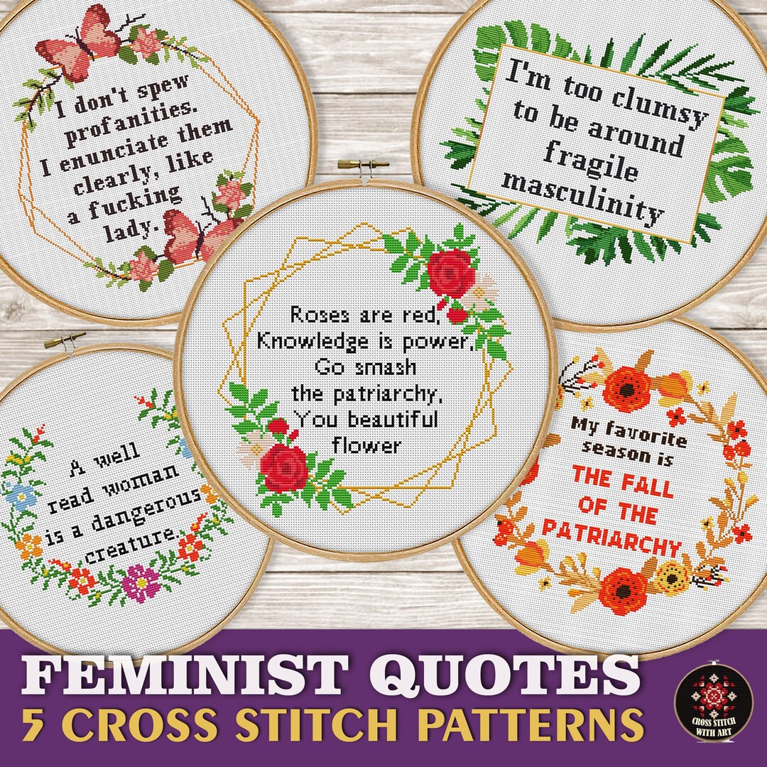 Feminist Quotes Cross Stitch Patterns Bundle – 5 Empowering Designs ...