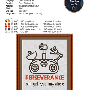 Perseverance Cross Stitch Pattern. Inspirational Quote Cross | Etsy