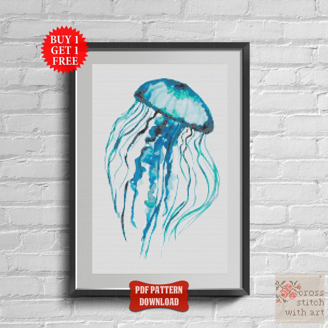 Jellyfish Cross Stitch Pattern Watercolor Medusa Cross Stitch - Etsy