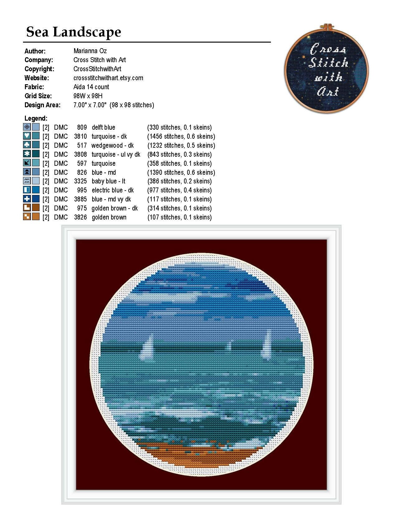 Sea Cross Stitch Pattern Modern Ocean Cross Stitch Design | Etsy