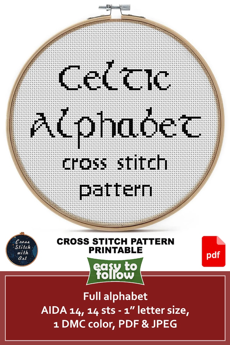 Celtic Alphabet Cross Stitch Font Pattern (PDF) - Etsy