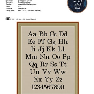 Classic Font Cross Stitch Pattern: ABC Alphabet Sampler (PDF Download ...