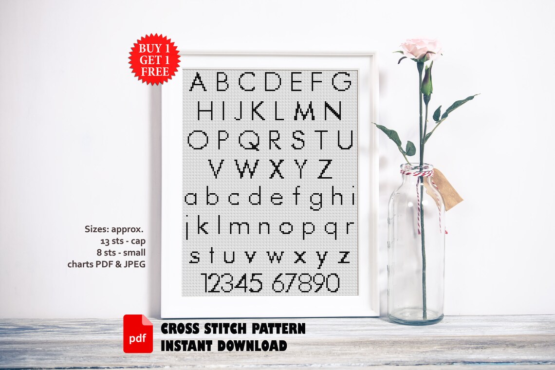 Alphabet Cross Stitch Pattern Small Font Cross Stitch Letters - Etsy