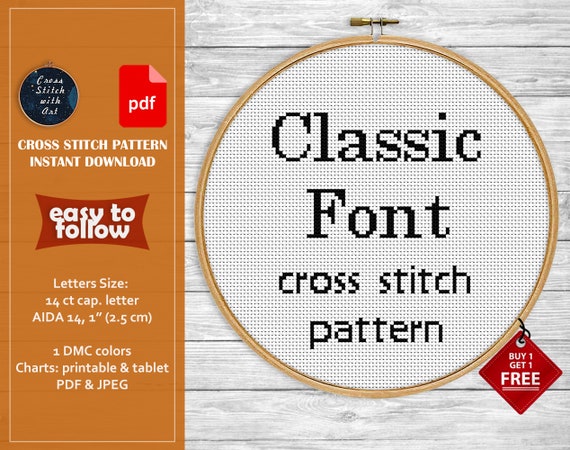 Classic Font Cross Stitch Pattern. ABC Cross Stitch Sampler. | Etsy