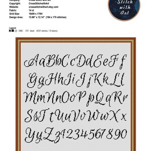 Script Font Cross Stitch Pattern PDF. ABC Alphabet Cross Stitch Chart ...