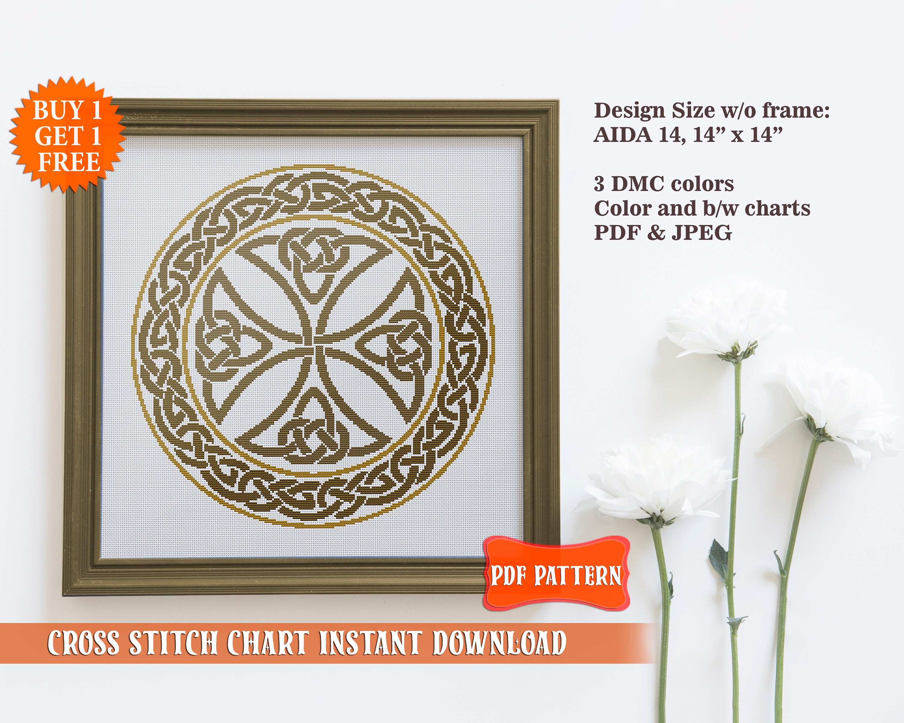 Celtic Cross Stitch Pattern. Irish Ornament Cross Stitch | Etsy