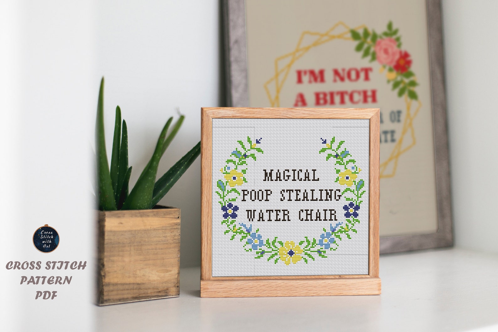 Sassy Cross Stitch Pattern. Magical Poop Stealing Water Chair. - Etsy