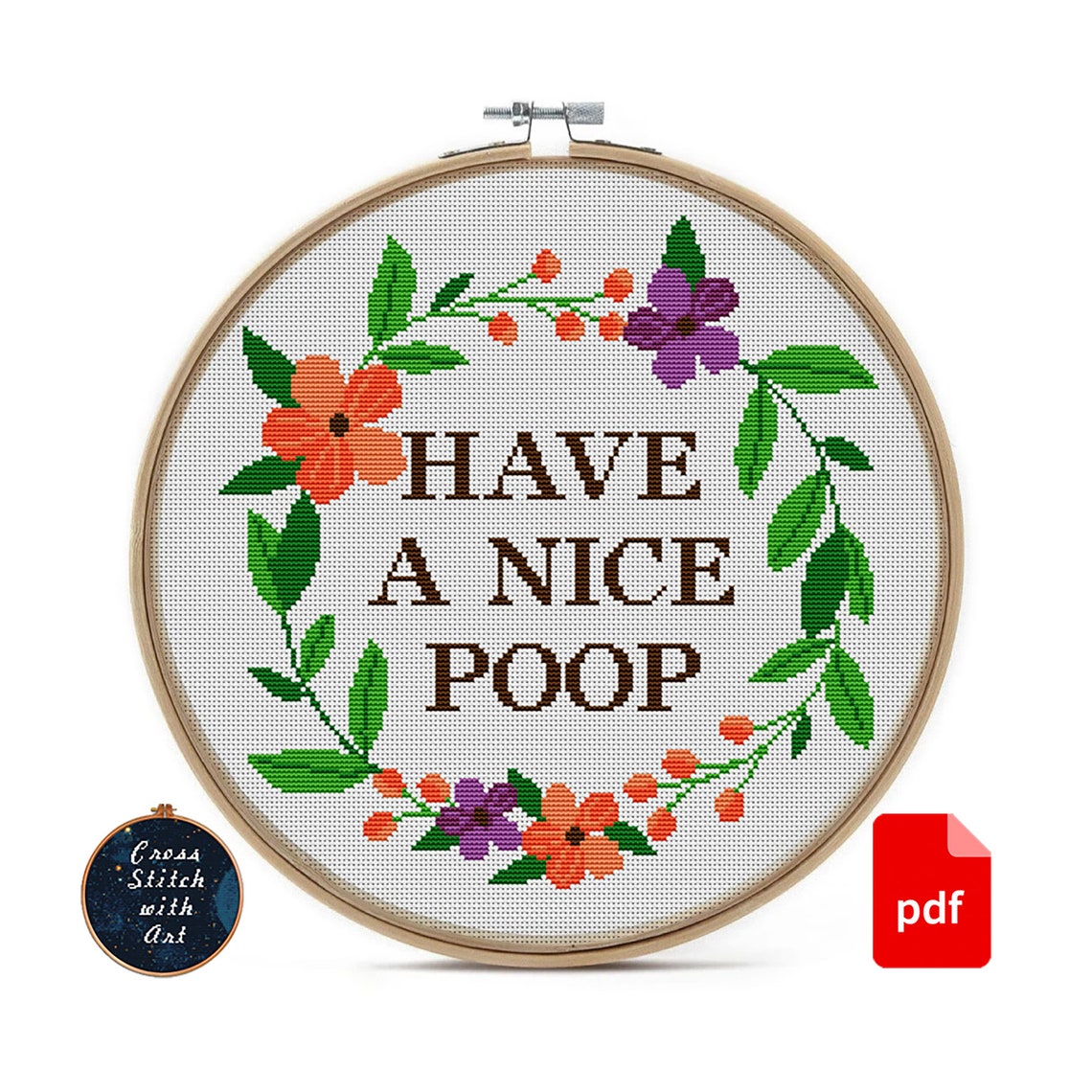 Have a Nice Poop Cross Stitch Pattern. Sassy Cross Stitch PDF. | Etsy