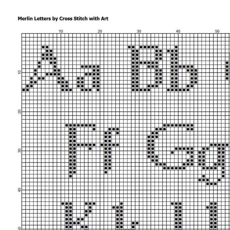 Merlin Letters Cross Stitch Alphabet Pattern, Gothic Medieval Font (PDF ...