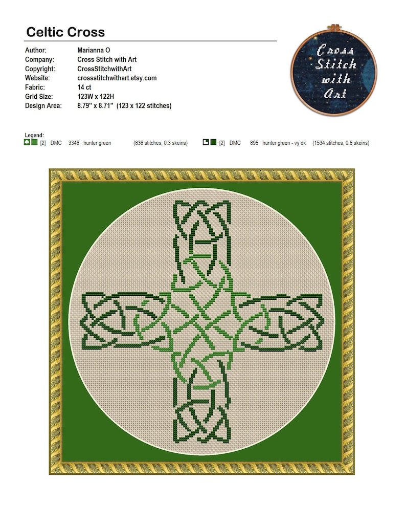 Celtic Cross Stitch Pattern. Celtic Knot Cross Stitch Ornament - Etsy