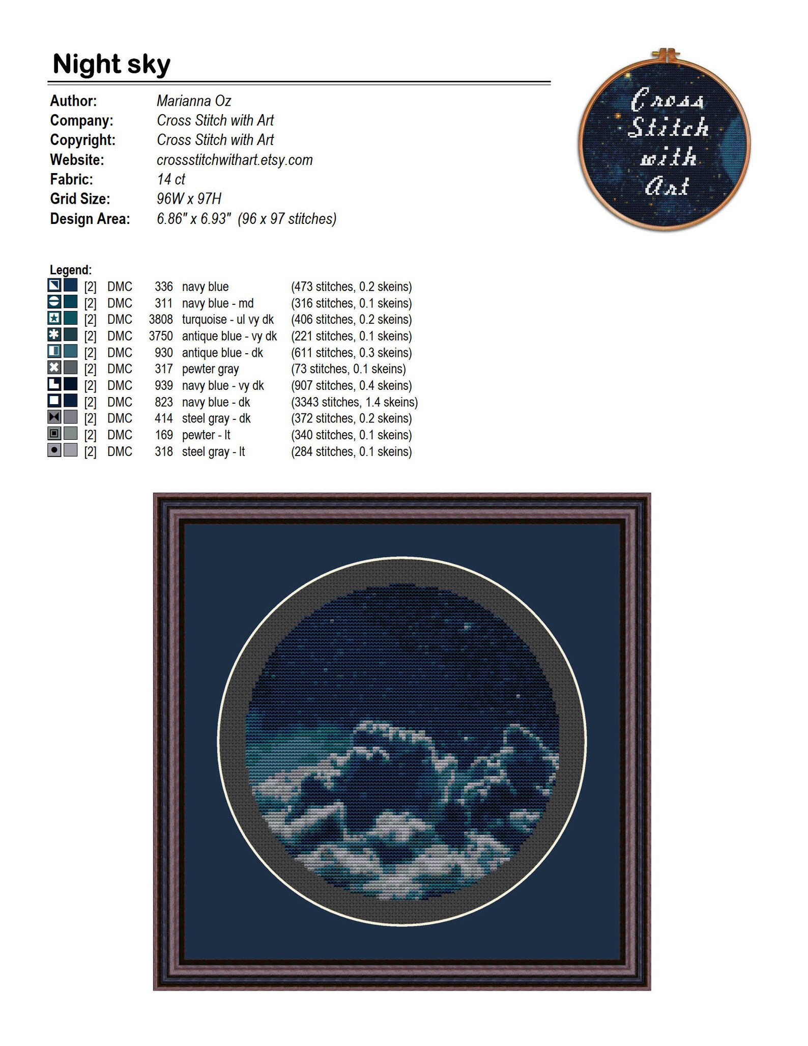 Night Sky Cross Stitch Pattern. Nature Cross Stitch PDF. - Etsy