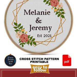 Wedding Cross Stitch Pattern Modern. Customizable Counted Cross Stitch ...