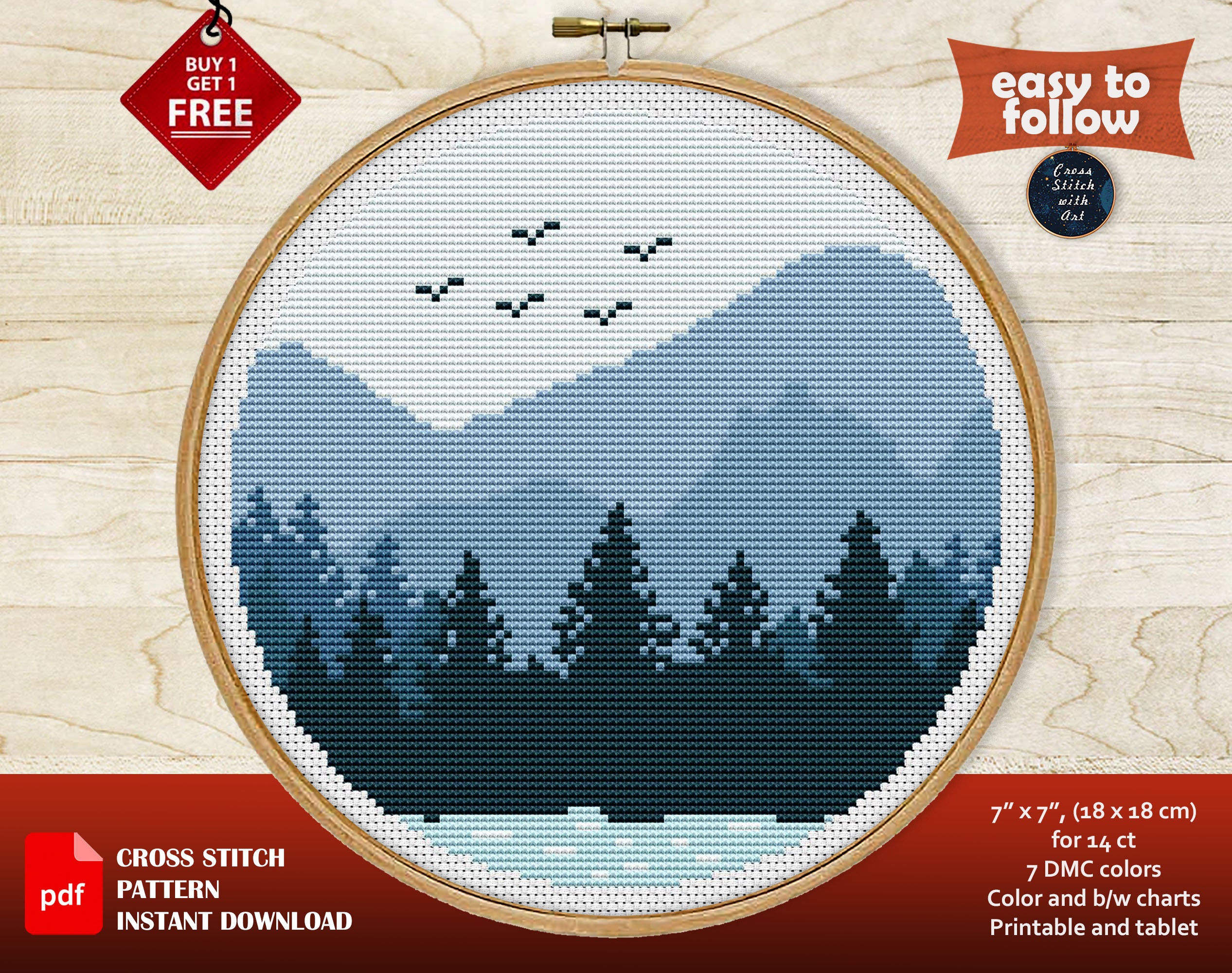 Nature Cross Stitch Pattern. Landscape Cross Stitch PDF. - Etsy