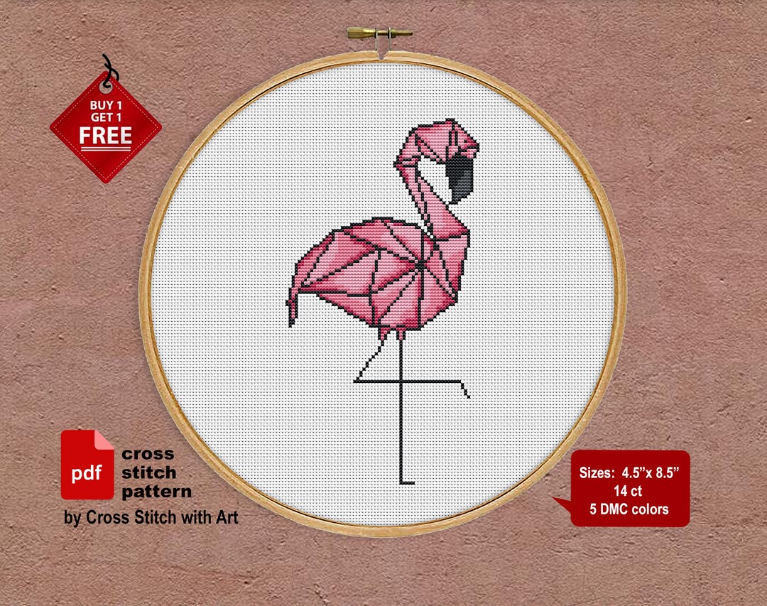 Flamingo Cross Stitch Pattern Animal Cross Stitch PDF Bird Cross Stitch ...