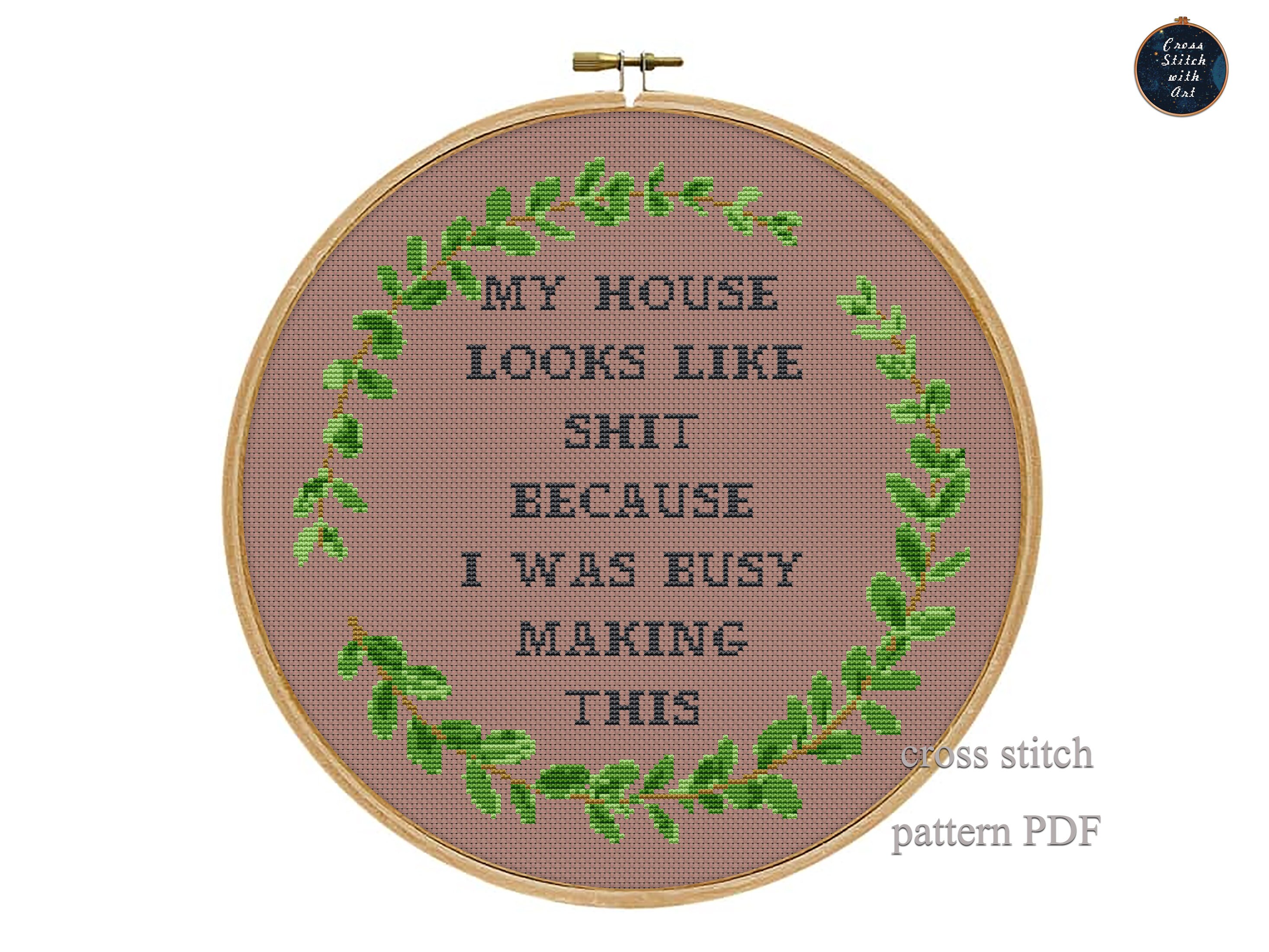 Rude Cross Stitch Pattern. My House Looks Like Shit. Cross | Etsy