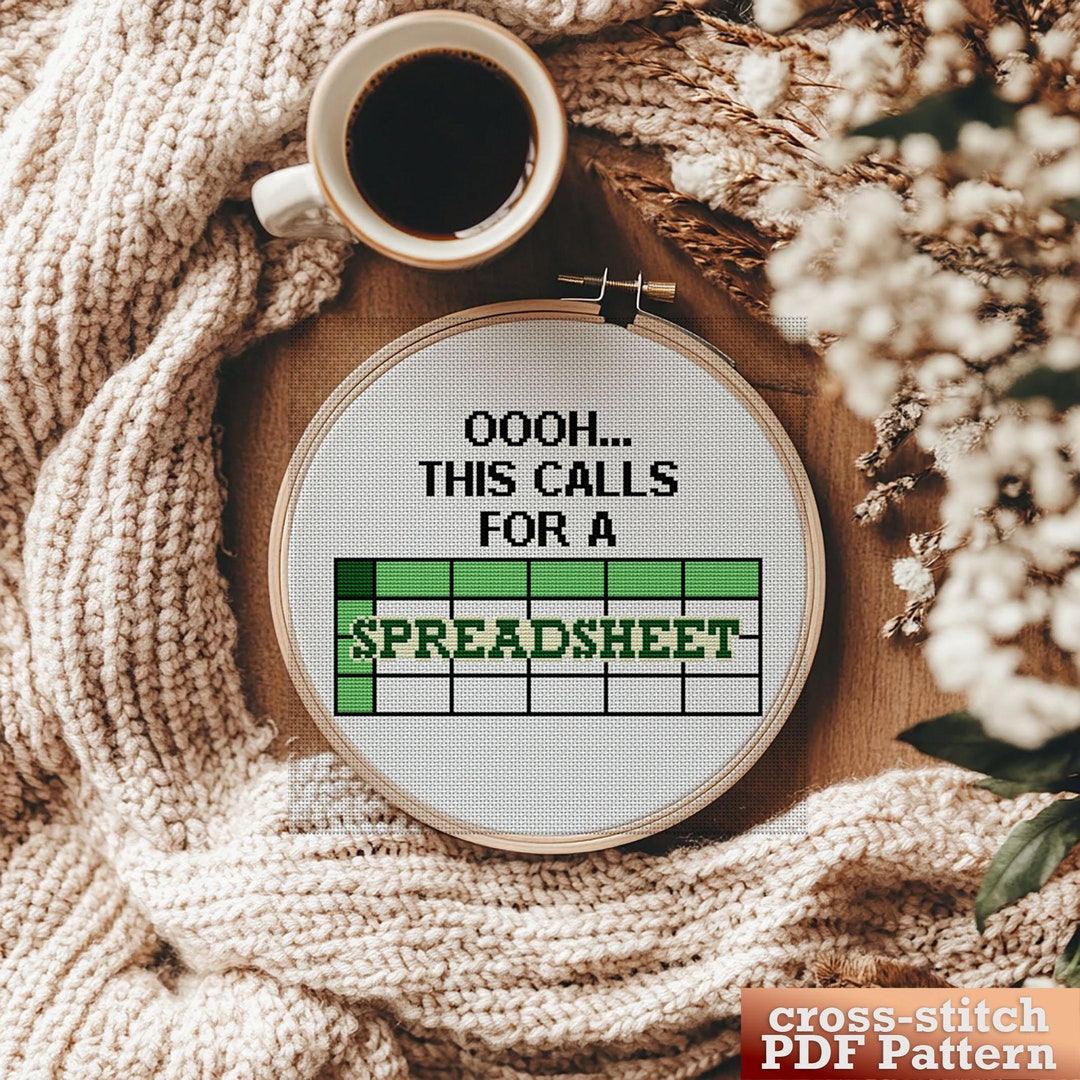 Calls for a Spreadsheet | Funny Cross Stitch Pattern PDF | Office Cross ...