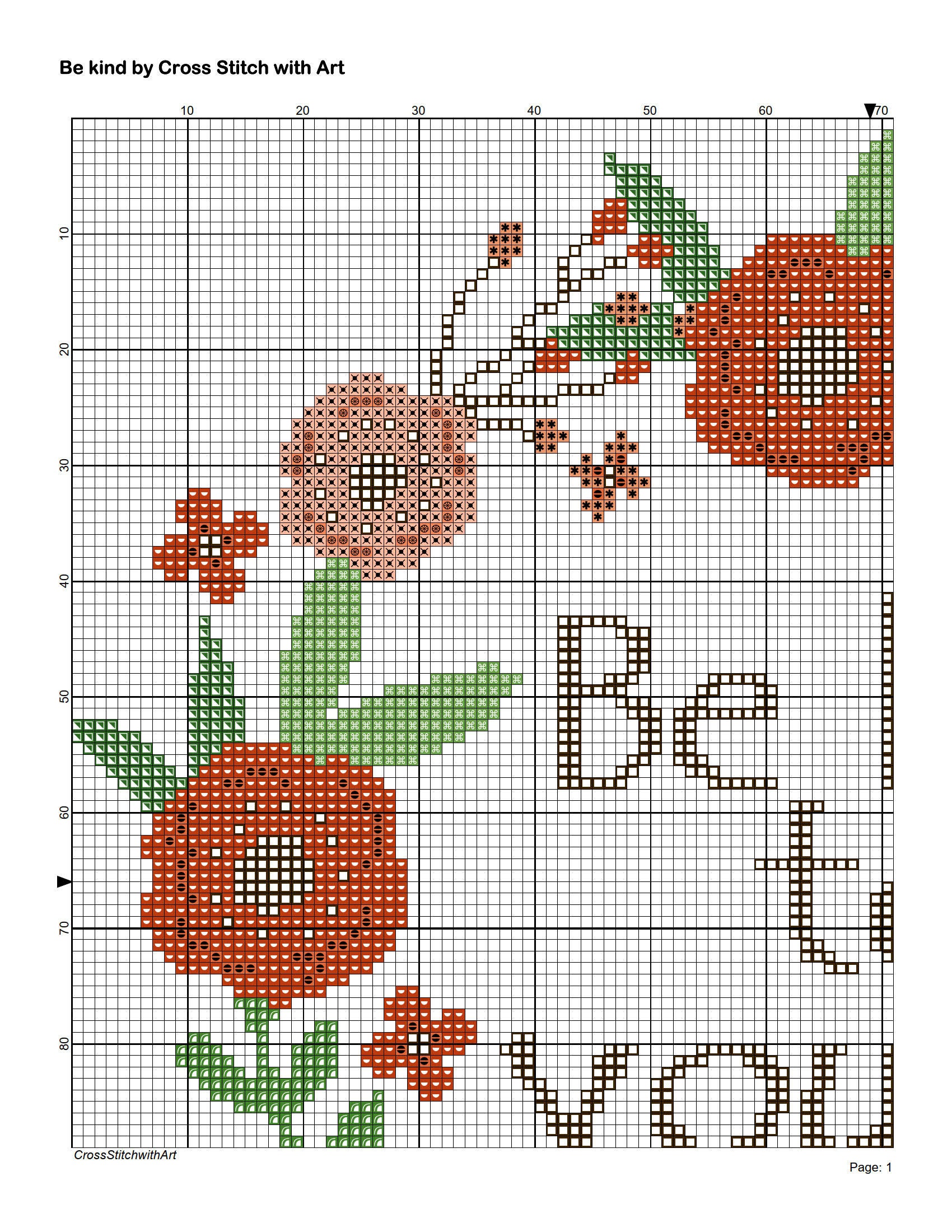 Be Kind Cross Stitch Pattern. Quote Cross Stitch Modern Flower - Etsy