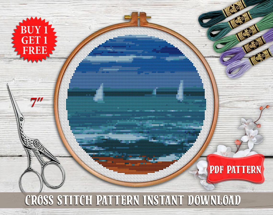 Sea Cross Stitch Pattern Modern Ocean Cross Stitch Design | Etsy