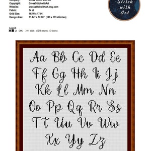 Alphabet Cross Stitch Pattern PDF - #1 Script Font Cross Stitch Chart ...