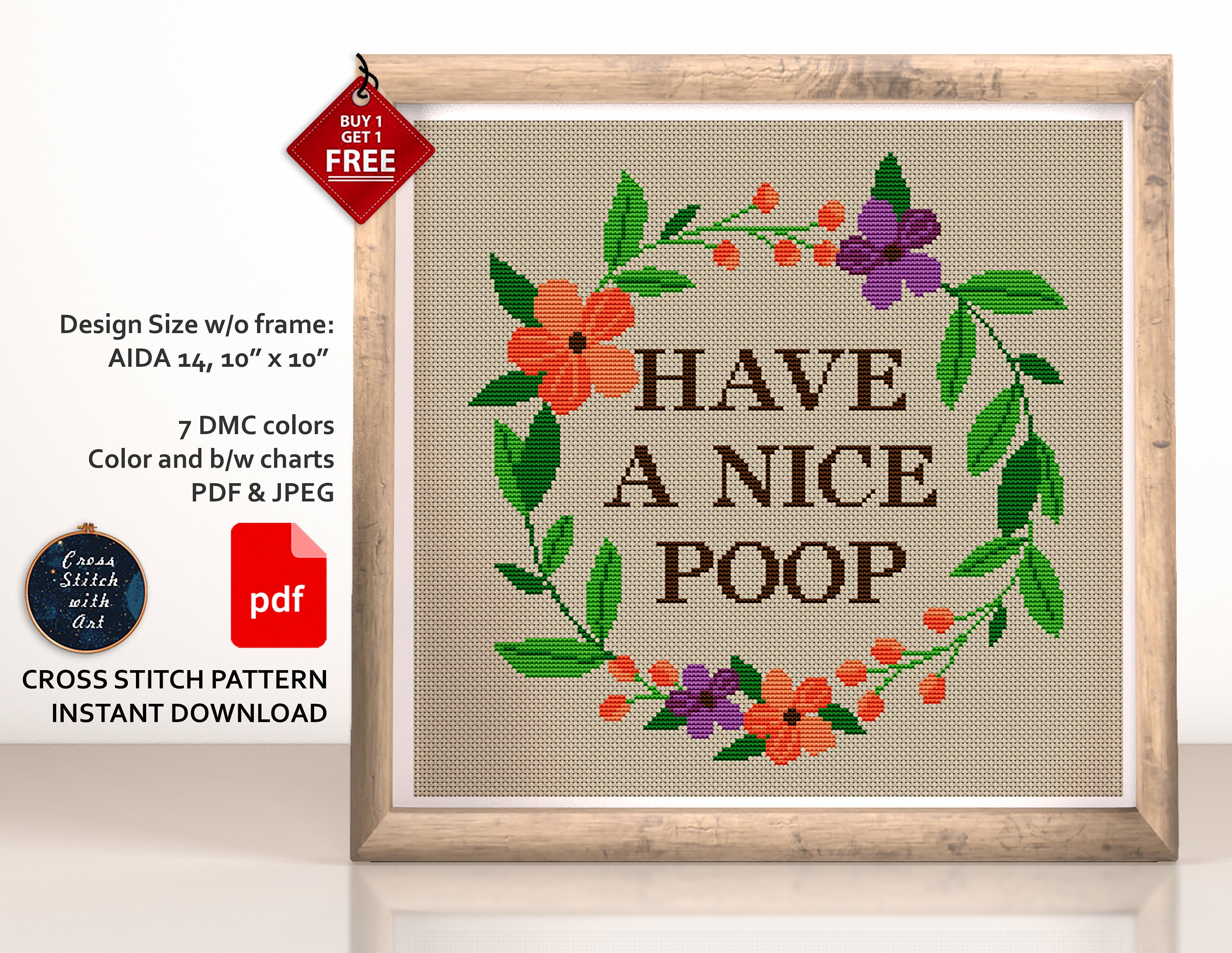 Have a Nice Poop Cross Stitch Pattern. Sassy Cross Stitch PDF. | Etsy