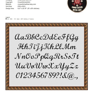 Full Alphabet Cross Stitch Pattern | Calligraphy Cross Stitch PDF ...