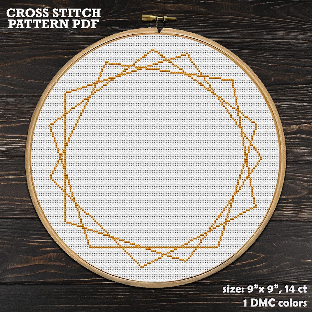 Simple Pentagon Frame Cross Stitch Pattern PDF. Modern Geometric Border ...