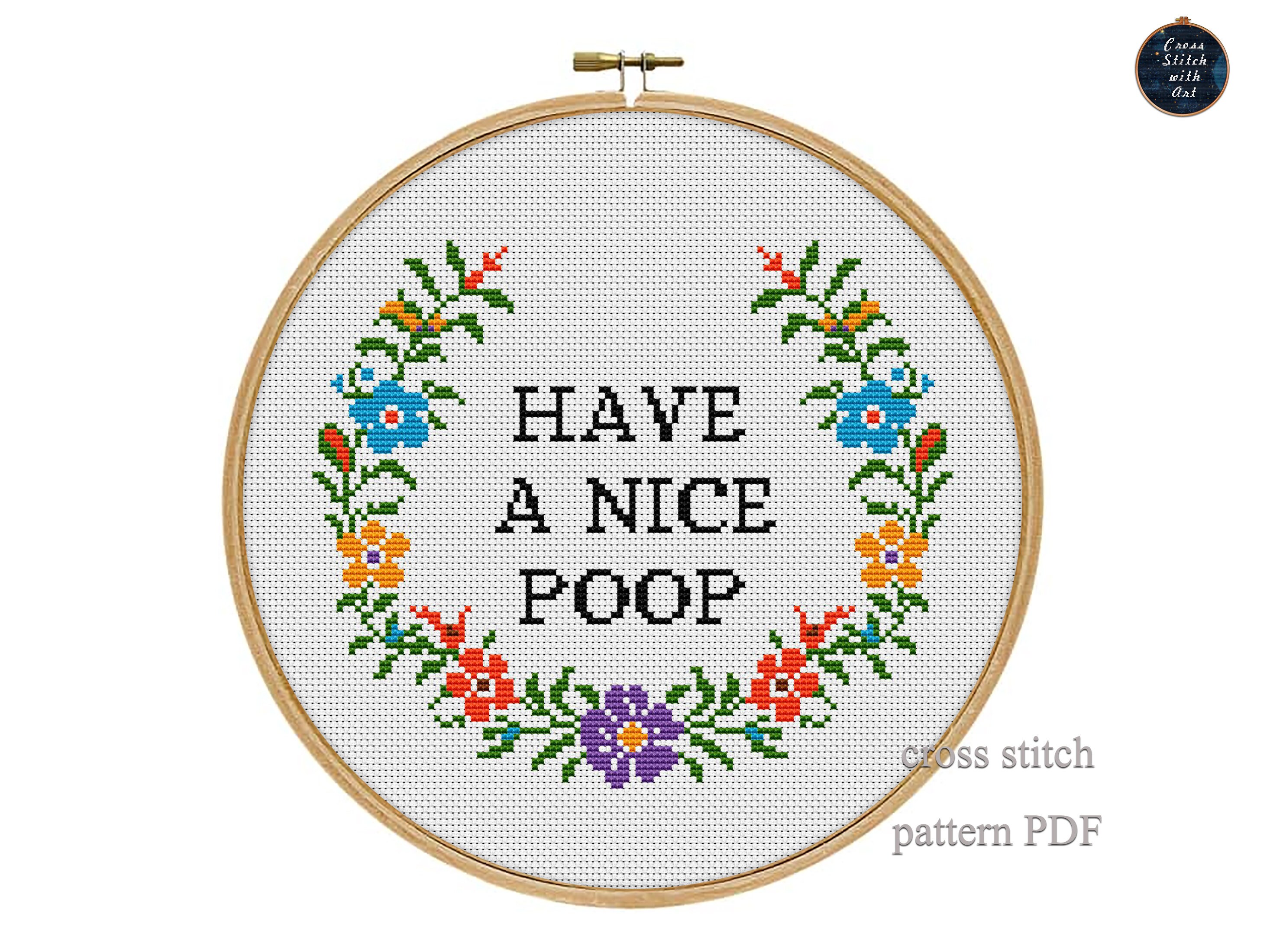 Cross stitch pattern. Have a nice poop. Subversive cross | Etsy