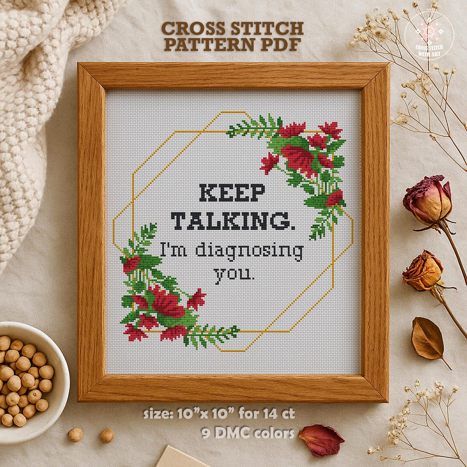 Diagnosing You Cross Stitch Pattern: Sarcastic Therapy Sign (PDF) - Etsy