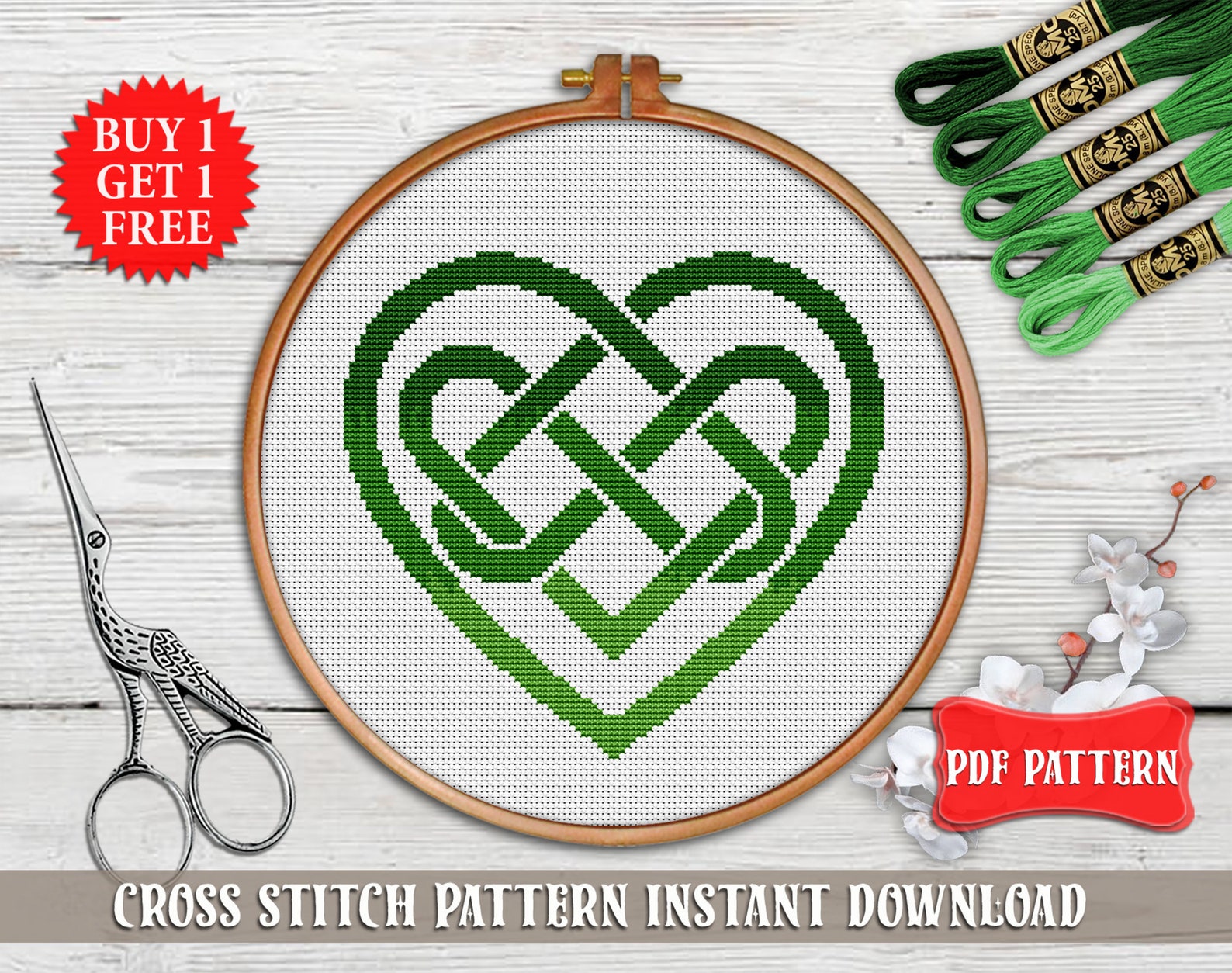 Celtic Cross Stitch Pattern Modern Cross Stitch Love Heart - Etsy