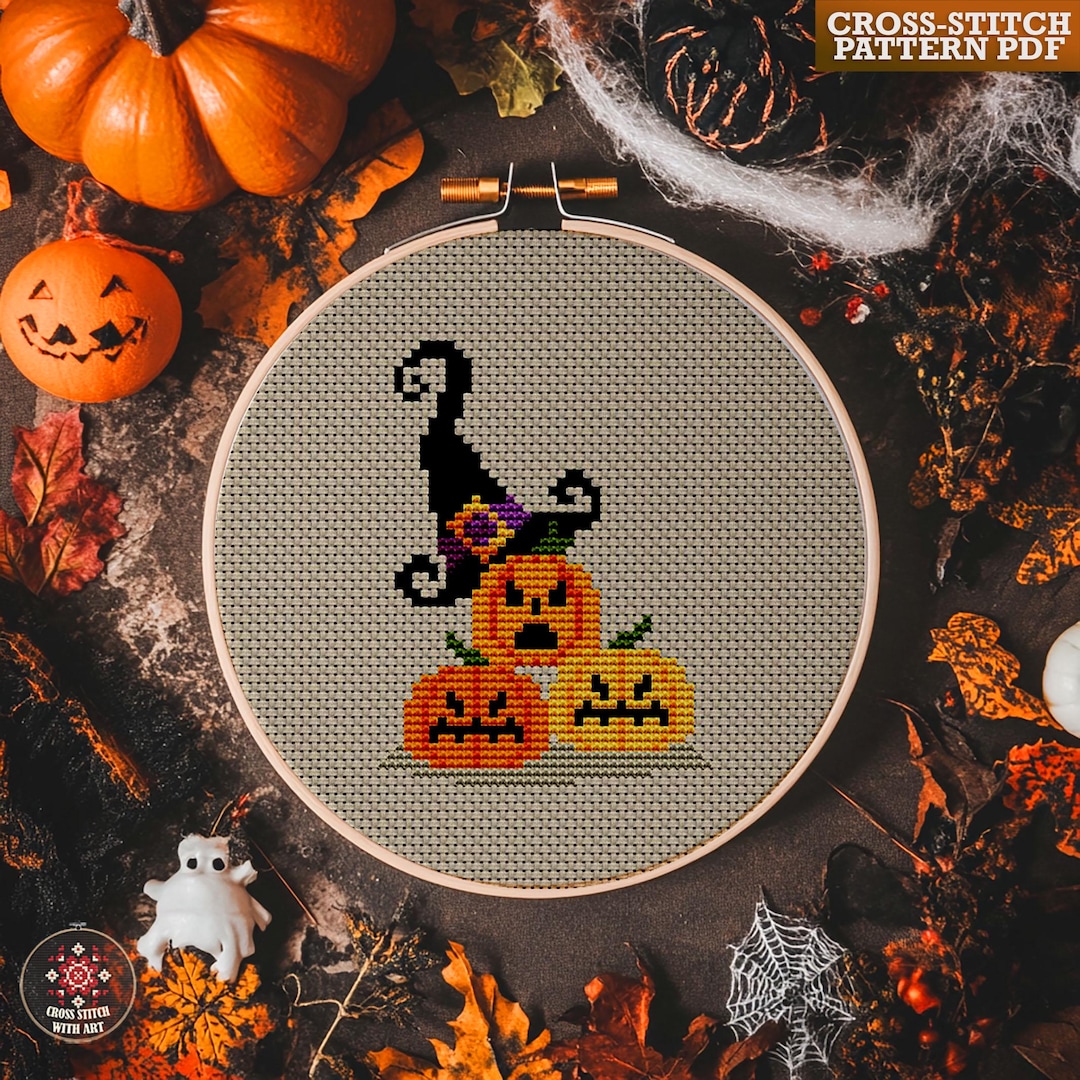 Funny Halloween Cross Stitch Pattern: Witchy Pumpkins (PDF Pattern) - Etsy