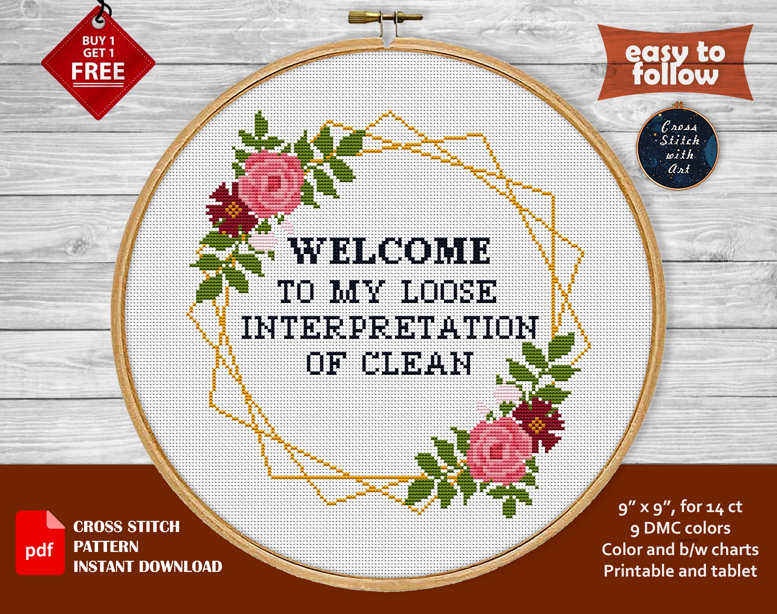 My Loose Interpretation of Clean Cross Stitch Pattern. Snarky - Etsy