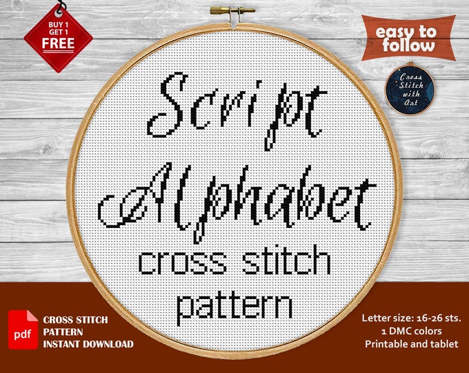 Set of 10 Cross Stitch Fonts Pattern , Small Curly Fonts , Words ...