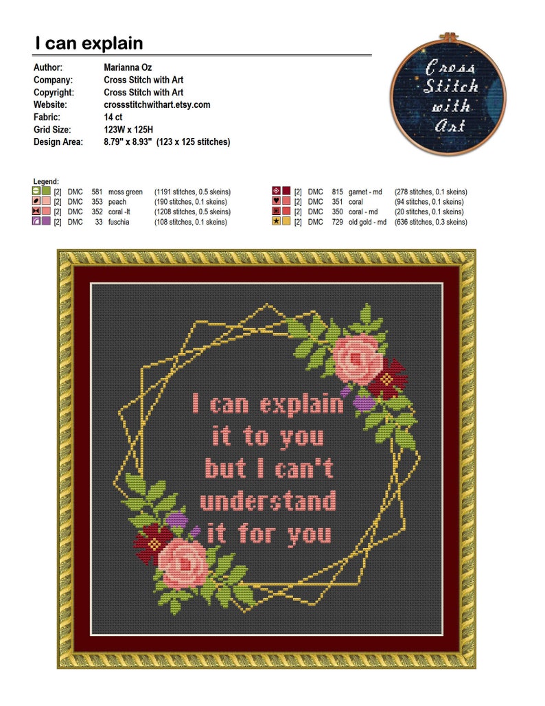 Explain It to You Snarky Cross Stitch Pattern Rude Cross | Etsy