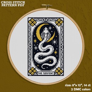 The Serpent Cross Stitch Pattern PDF – Mystical Snake Embroidery Design ...