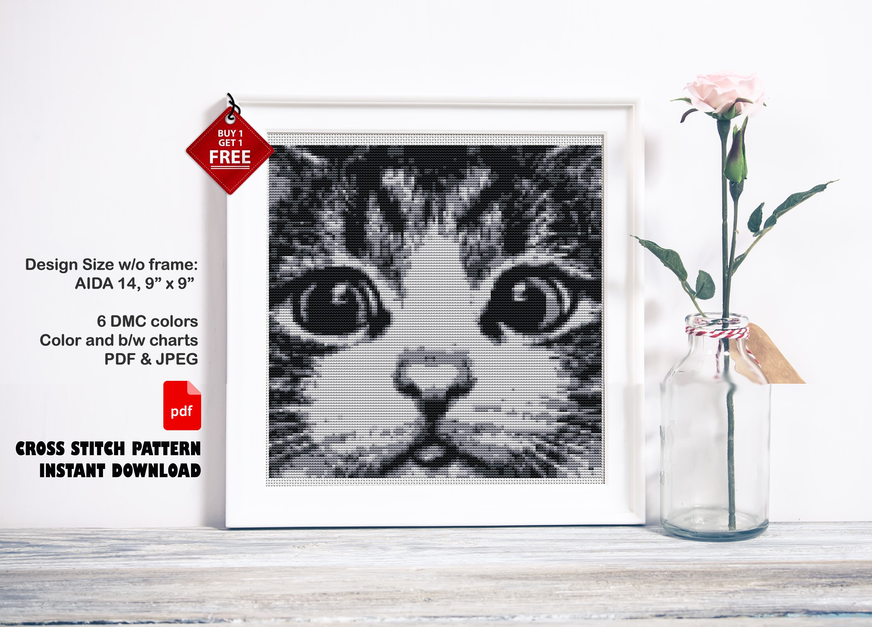 Cat Cross Stitch Pattern. Animal Cross Stitch PDF. Cat | Etsy