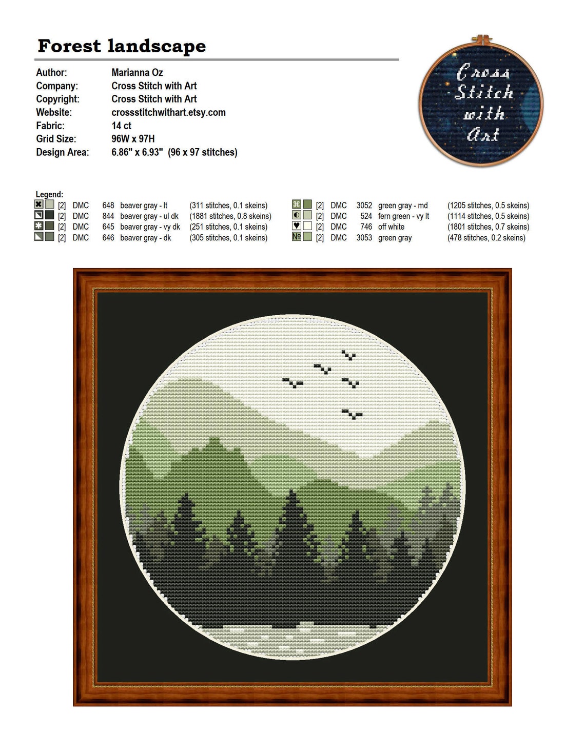 Nature Cross Stitch Pattern. Landscape Cross Stitch PDF. | Etsy