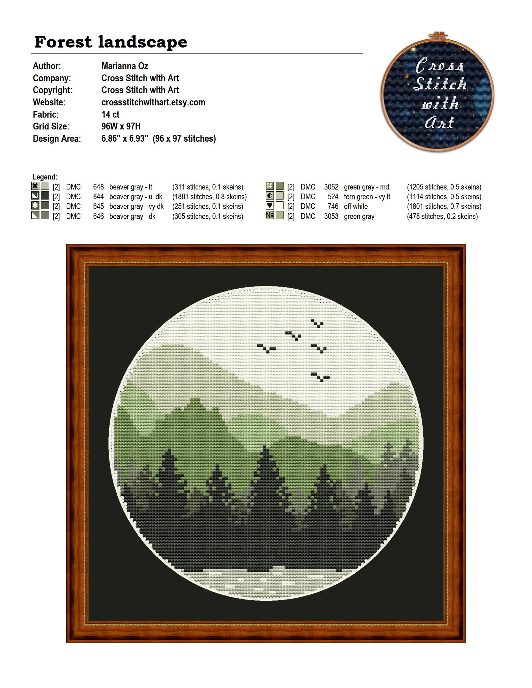 Nature Cross Stitch Pattern. Landscape Cross Stitch PDF. | Etsy