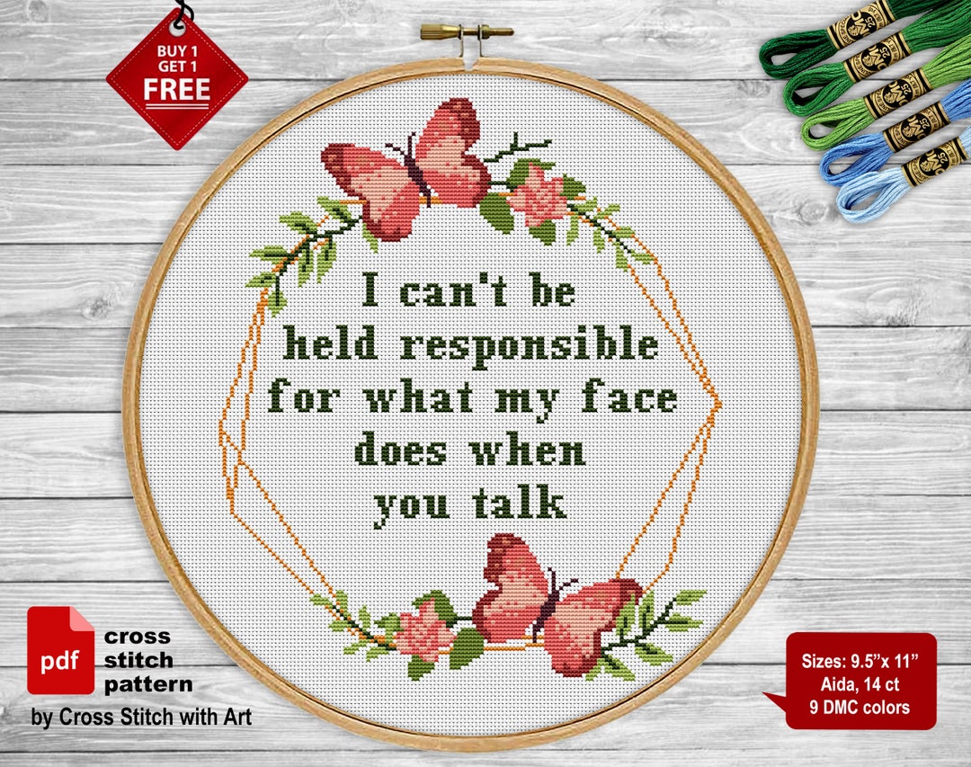 Rude Cross Stitch Pattern. Cross Stitch PDF. Sassy Cross Stitch. Snarky ...