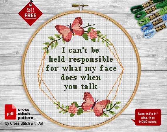 Rude Cross Stitch Pattern. Cross Stitch PDF. Sassy Cross | Etsy